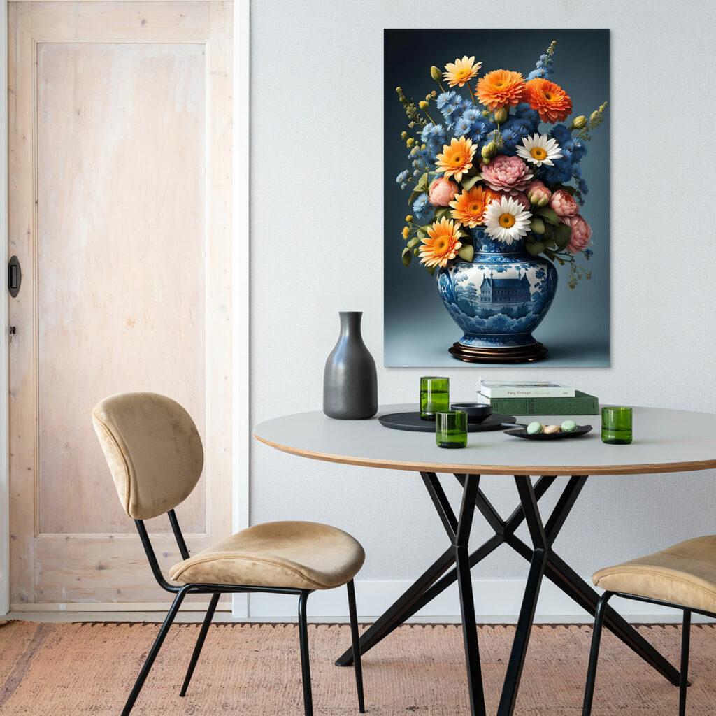Delfts Blauwe Vaas Bouquet plexiglas schilderij » XCLUSSO