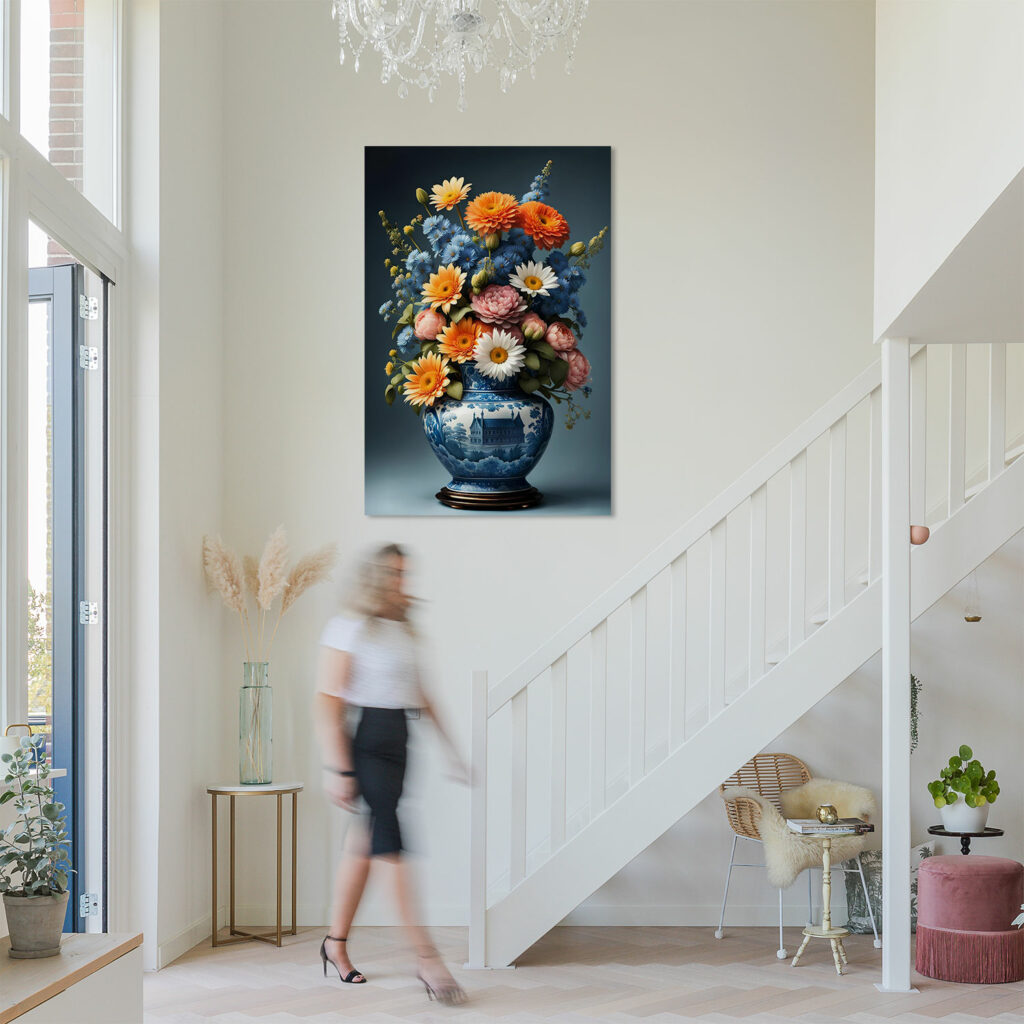 Delfts Blauwe Vaas Bouquet plexiglas schilderij » XCLUSSO